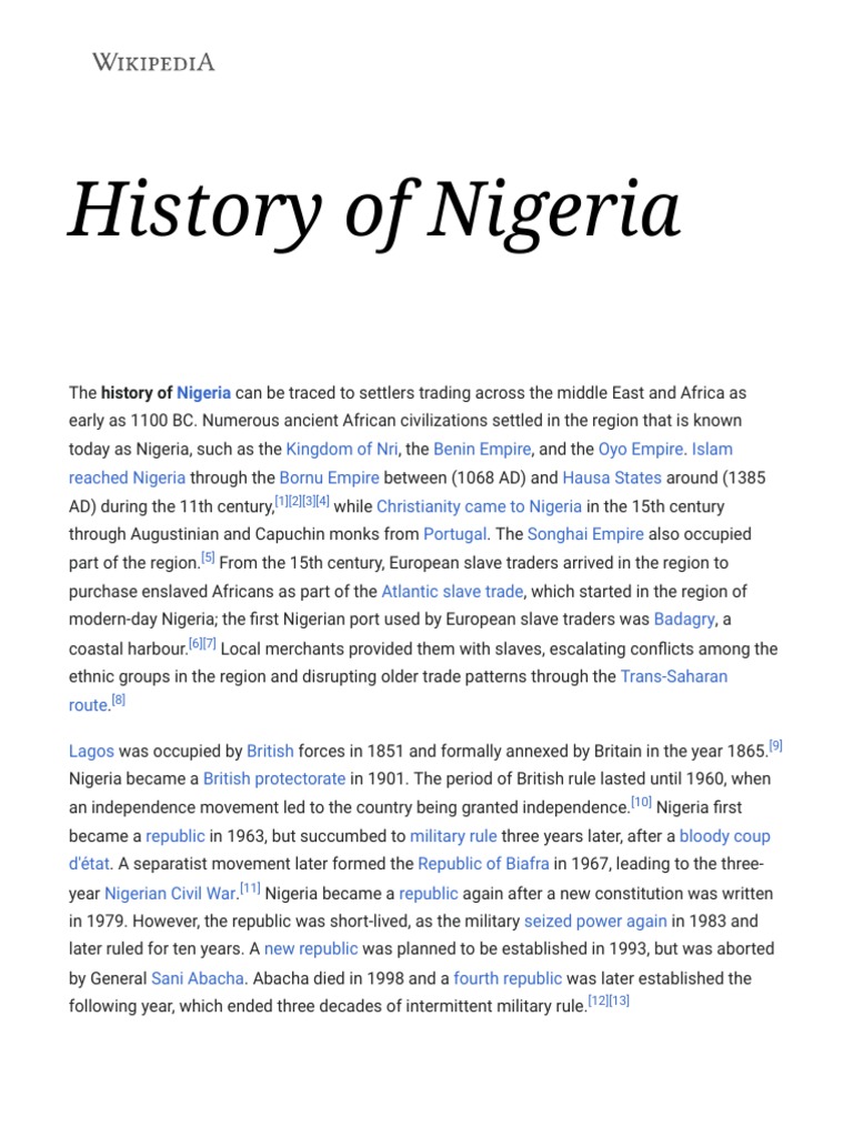 History of Nigeria - Wikipedia | PDF | Nigeria