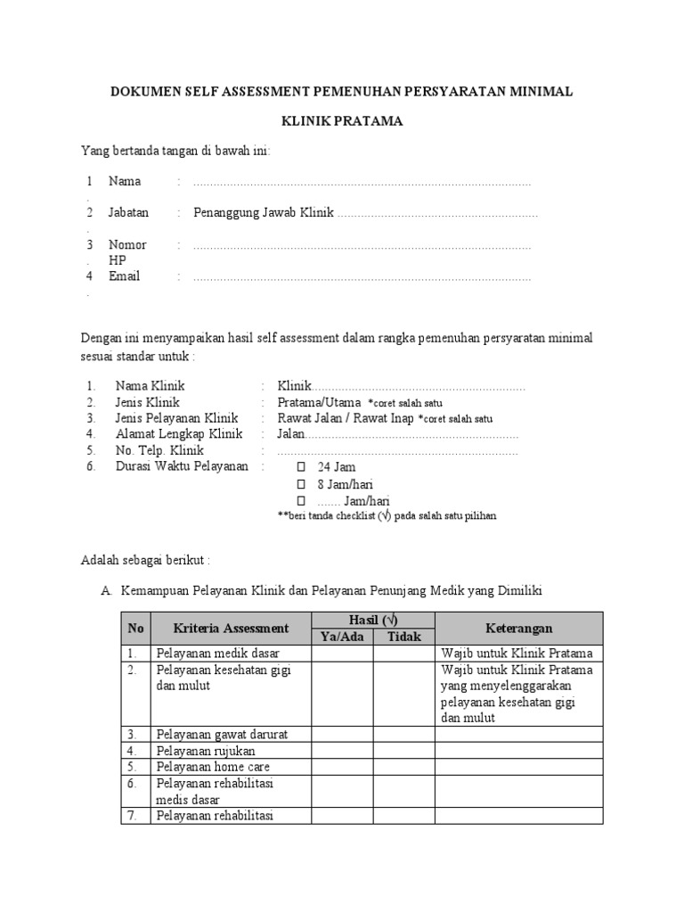 Dokumen Self Assessment Pemenuhan Persyaratan | PDF | Sains & Matematika