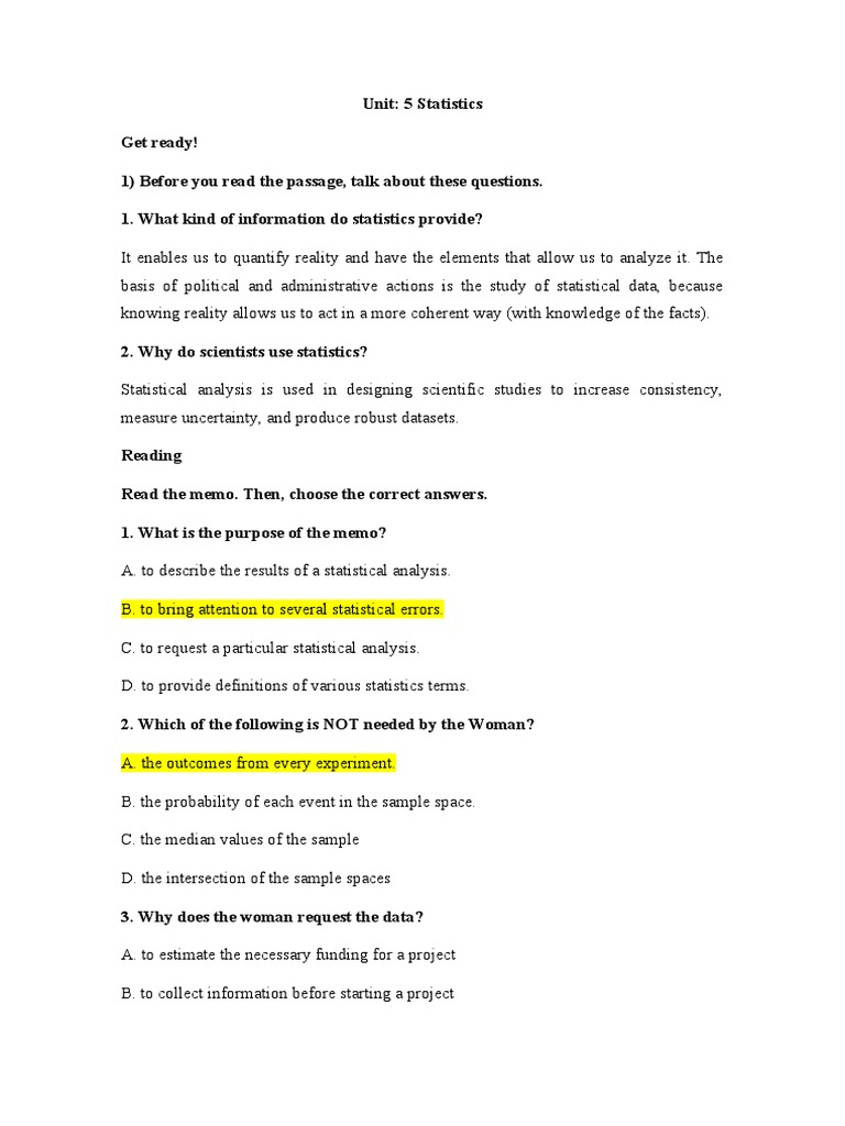 Unit 5, Exercises 1, 2, 3, 4 | PDF | Statistics | Information