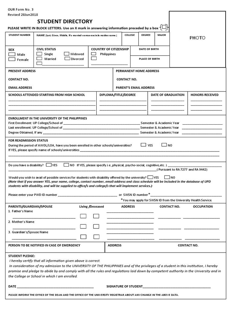Student Directory Form-3 | PDF | Social Institutions | Social Science