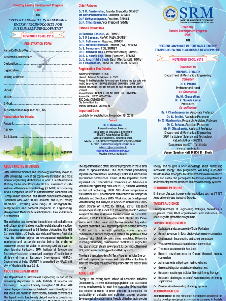 Five Day Faculty Development Program (FDP) | PDF | Solar Energy | Nature