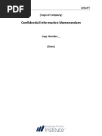 Confidential Information Memorandum Template | PDF | Business | Mergers ...