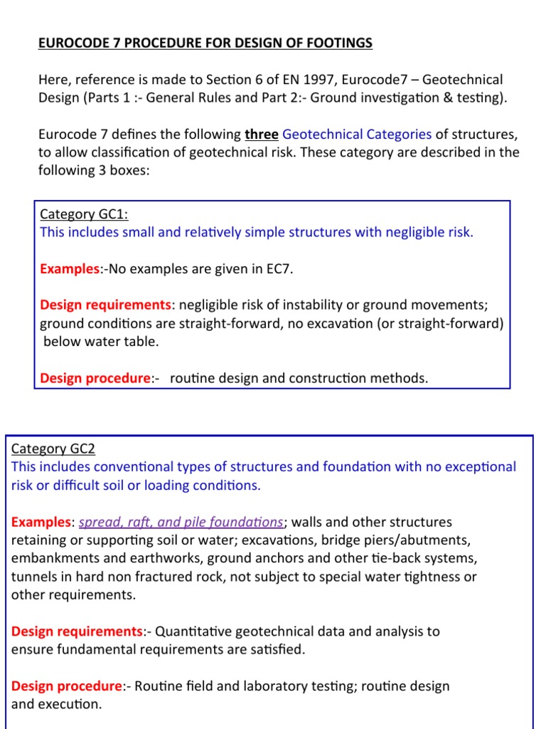 A Comprehensive Guide to Footing Design According to Eurocode 7 | PDF ...