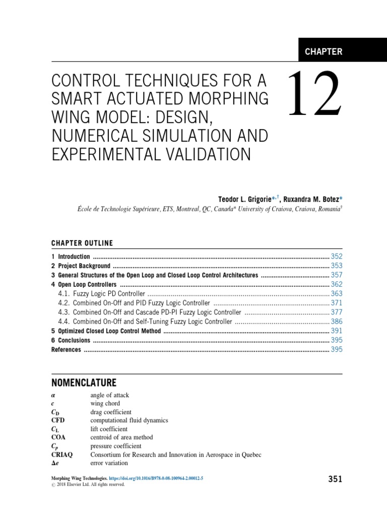 Smart Actuated Morphing Wing Control Techniques | PDF | Control Theory ...
