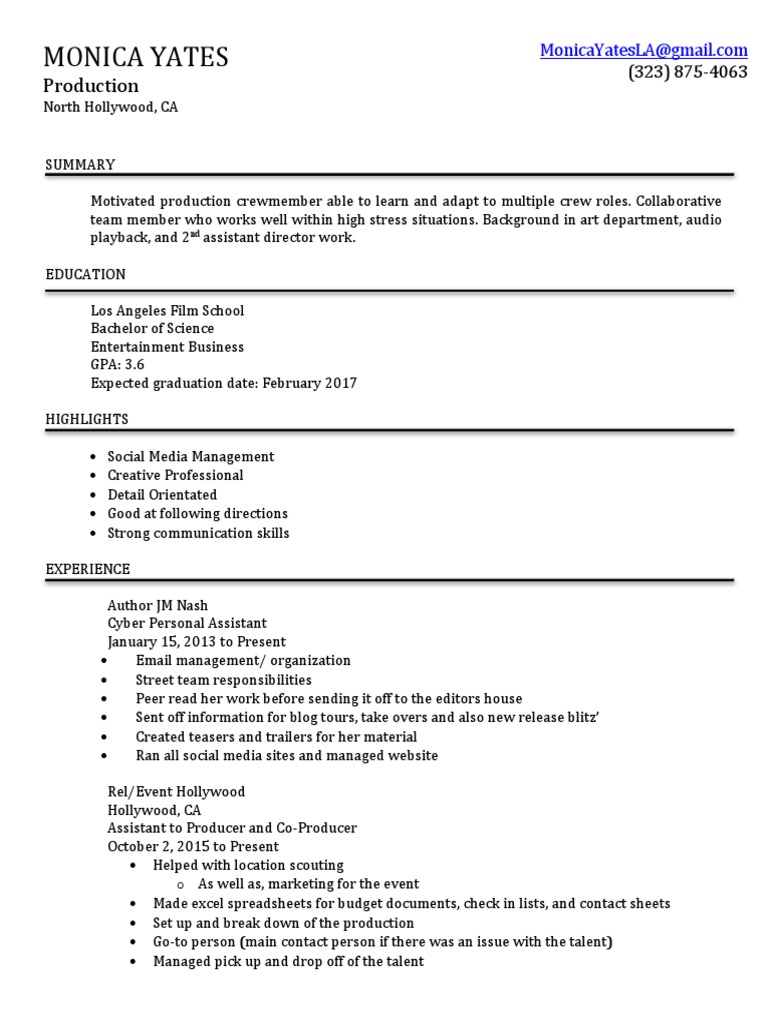 Monica Resume (2016) | PDF