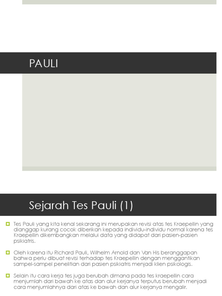 Revisi Tes Pauli dari Kraepelin | PDF