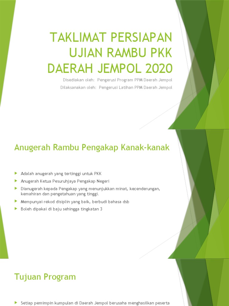 Taklimat Persiapan Ujian Rambu PKK Daerah Jempol 2020 | PDF