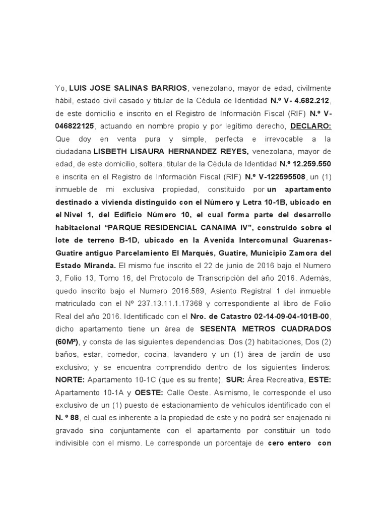 Compra Venta Apto Guatire | PDF | Condominio | Propiedad