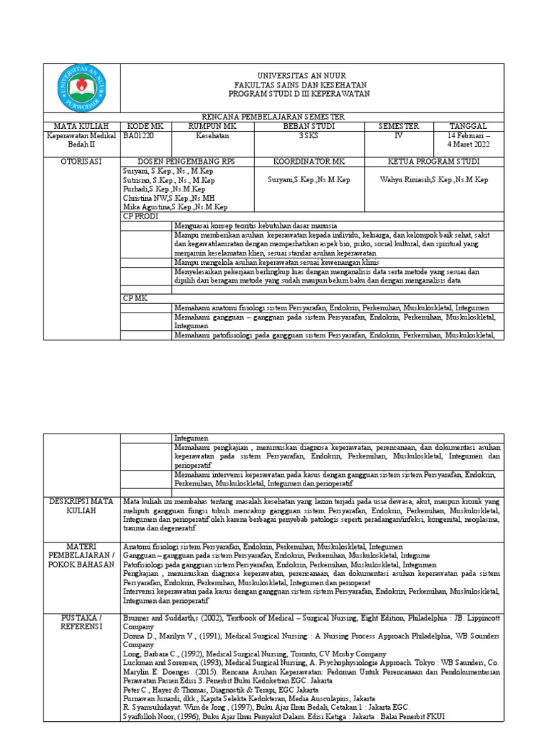 RPS KMB 2 D3 Keperawatan 2022 | PDF