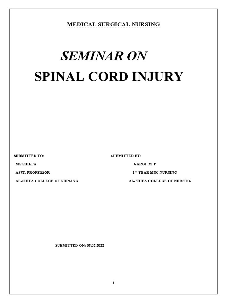 Spinal Cord Injury | PDF | Vertebral Column | Spinal Cord Injury