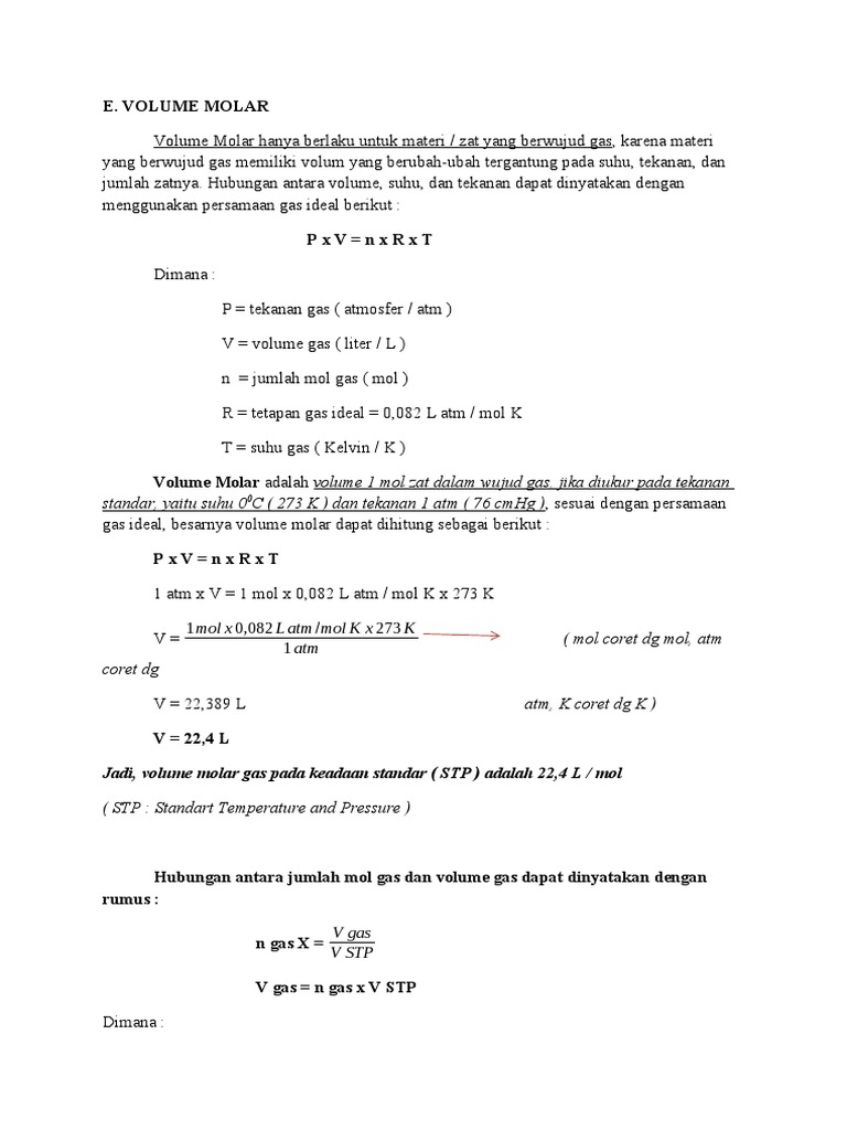 Rumus dan Contoh Volume Molar Gas | PDF