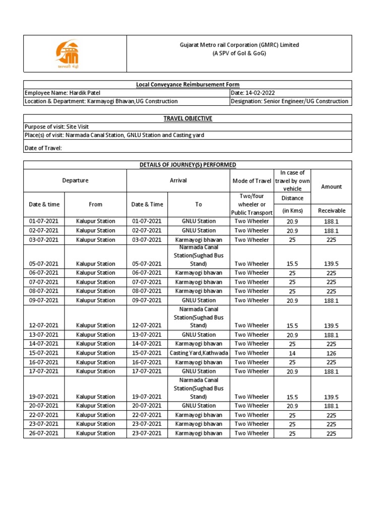 Travel Allowance Excel July 2021 | PDF | Public Administration ...