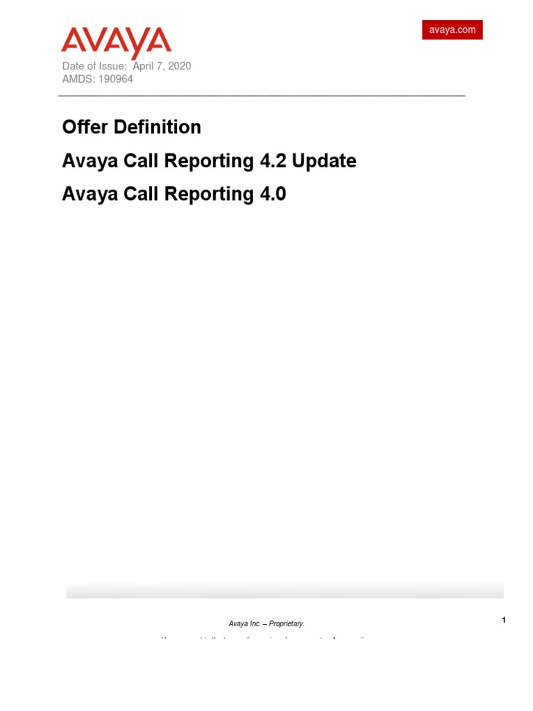 Avaya Call Reporting Offer Definition 07april2020 | PDF | Call Centre ...