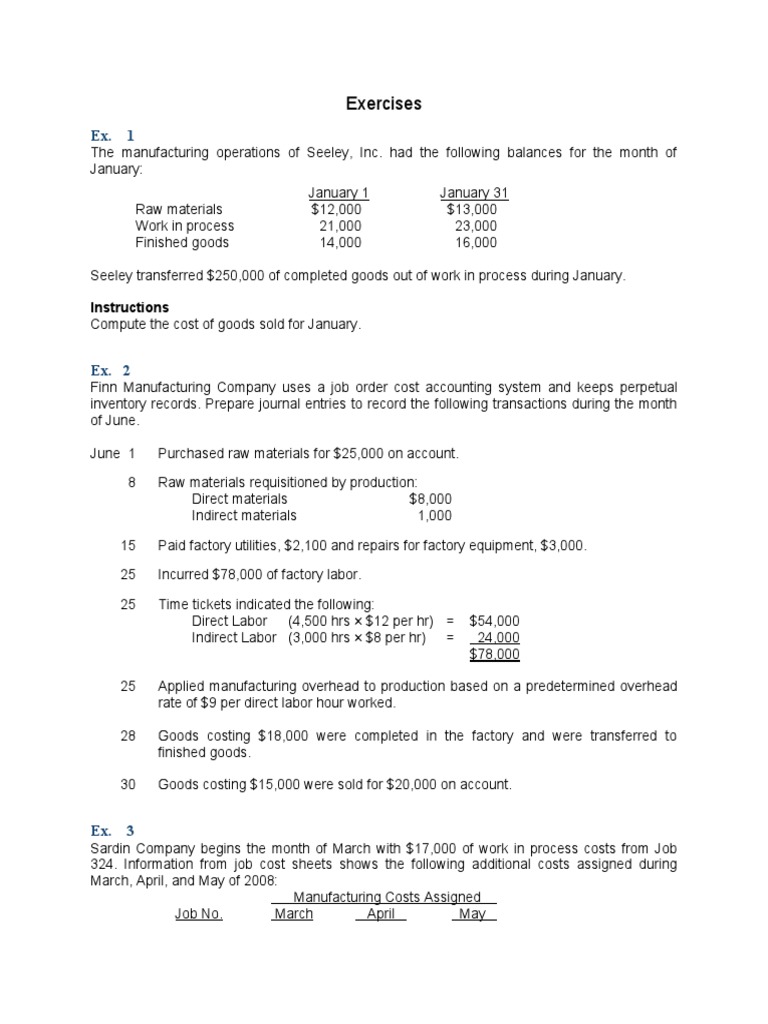 Exercises 1 3 Joc | Download Free PDF | Cost | Accounting