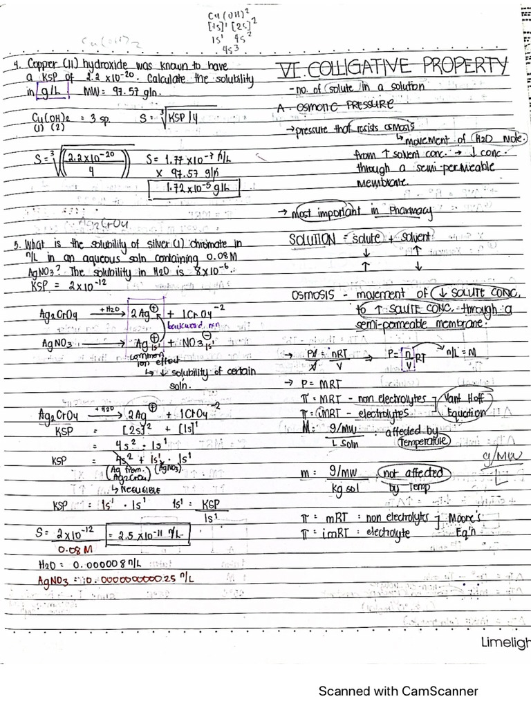 Colligative Properties Notes and Sample Problems | PDF