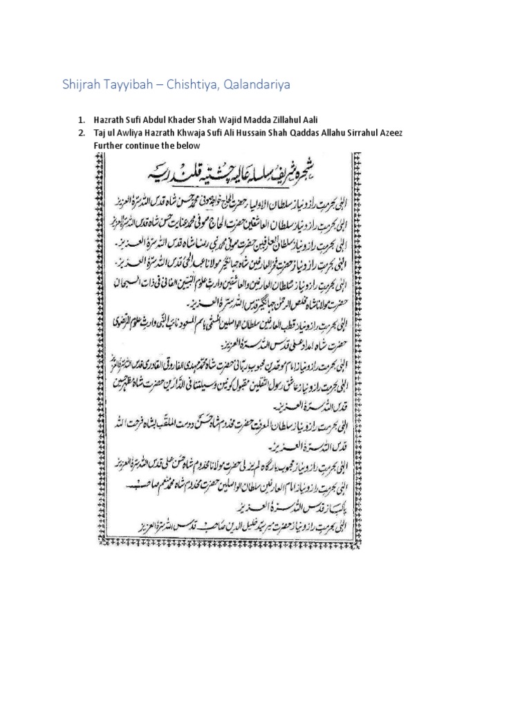 Shijrah Tayyibah - Chishtiya, Qalandariya | PDF | Abrahamic Religions ...