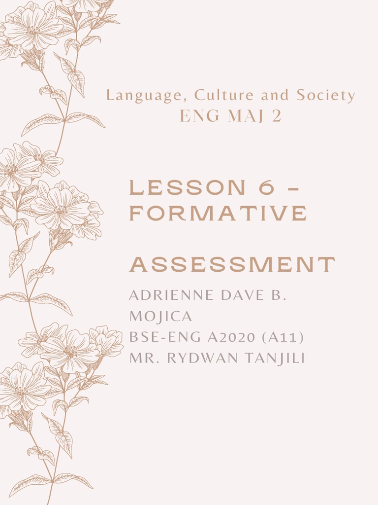 Lesson 6 - Formative Assessment | PDF