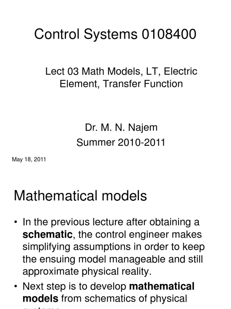 Lect 03 TF - Modeling in Freq Domain | PDF | Network Analysis ...
