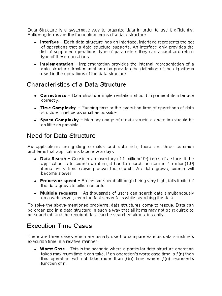 Data Structure Is A Systematic Way To Organize Data in Order To Use It ...