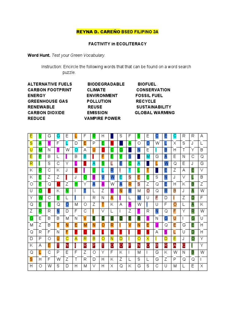 Activity 1 On Ecoliteracy | PDF | Fuels | Natural Environment