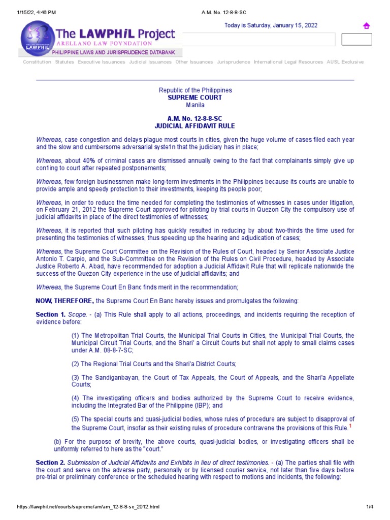 Judicial Affidavit Rule Overview | PDF | Affidavit | Witness