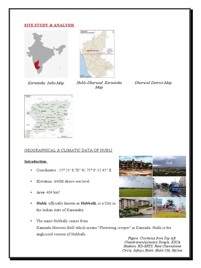 Site Study & Analysis: Dharwad District Map Hubli-Dharwad, Karnataka ...
