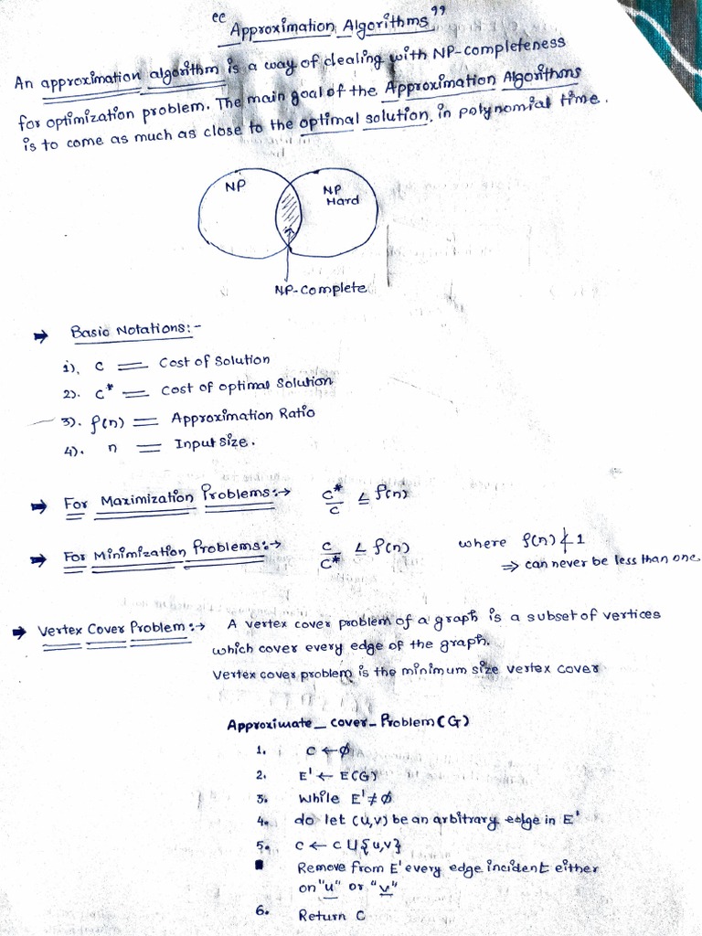 Approximation Algorithm For The Minimum Vertex Cover Problem Pdf Vertex Graph Theory