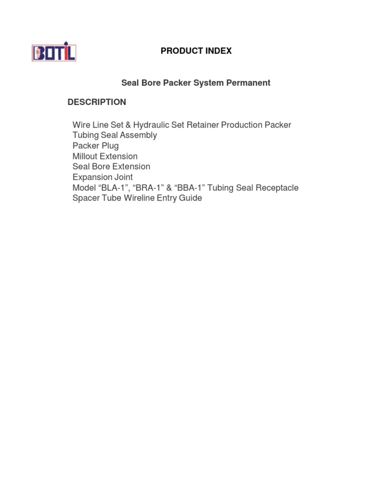 Seal Bore Packer System - Permanent | PDF | Manufactured Goods ...