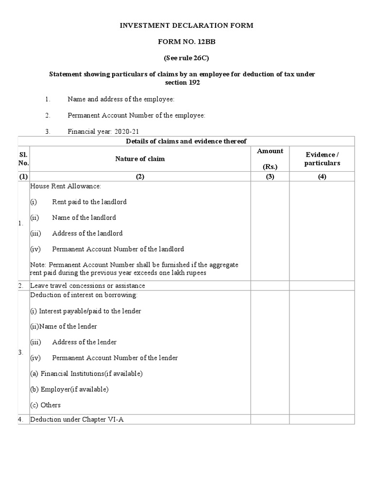 New Form 12BB | PDF | Interest | Public Finance