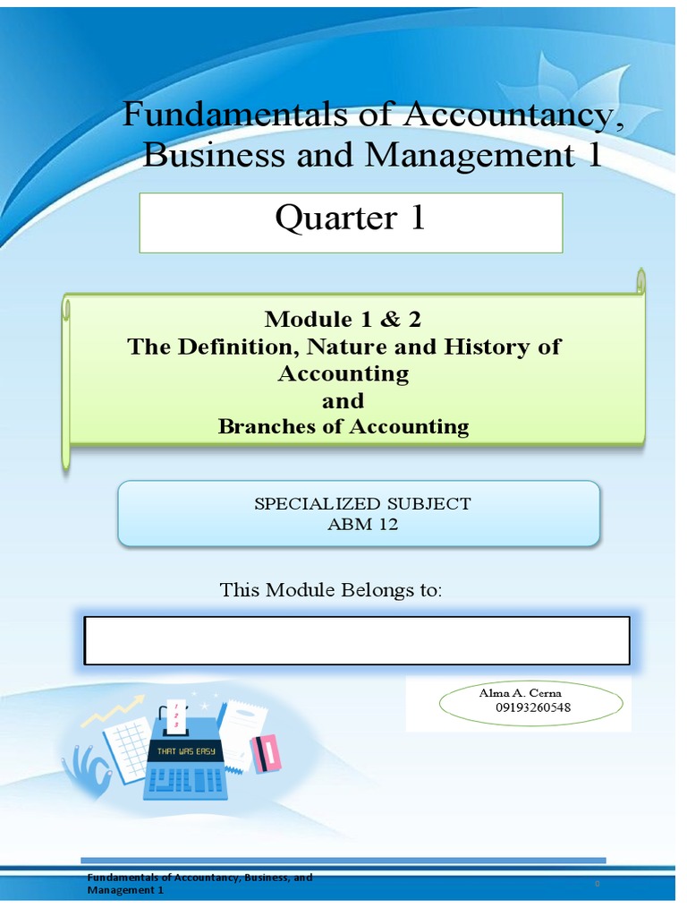 Fabm1 Module 1 Week 1 | PDF | Accounting | Financial Services
