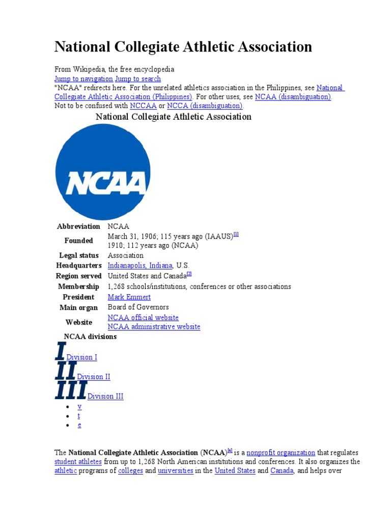 National Collegiate Athletic Association | PDF | National Collegiate ...
