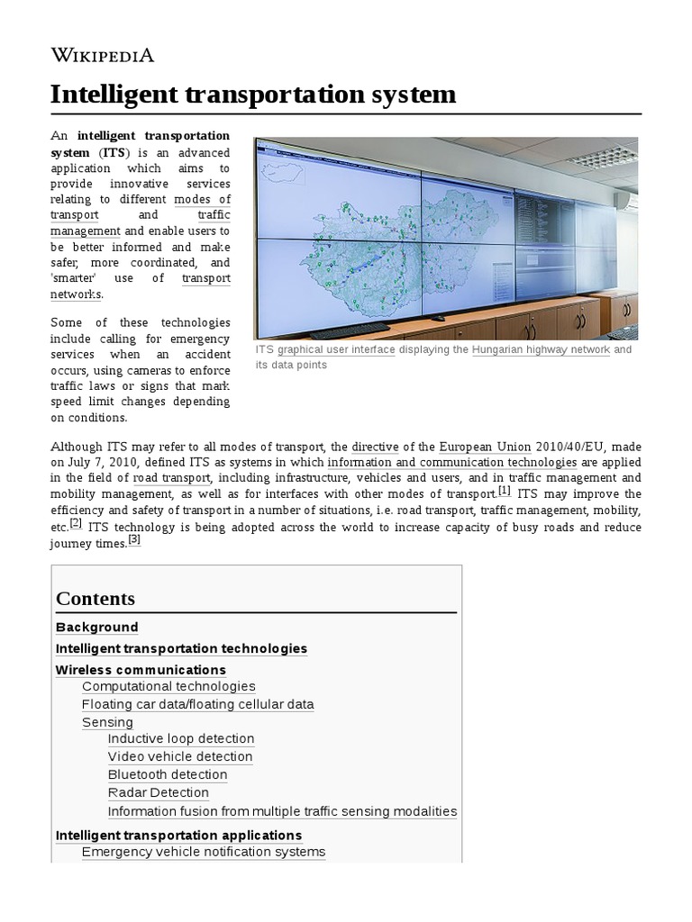 Intelligent Transportation System | PDF | Land Transport ...