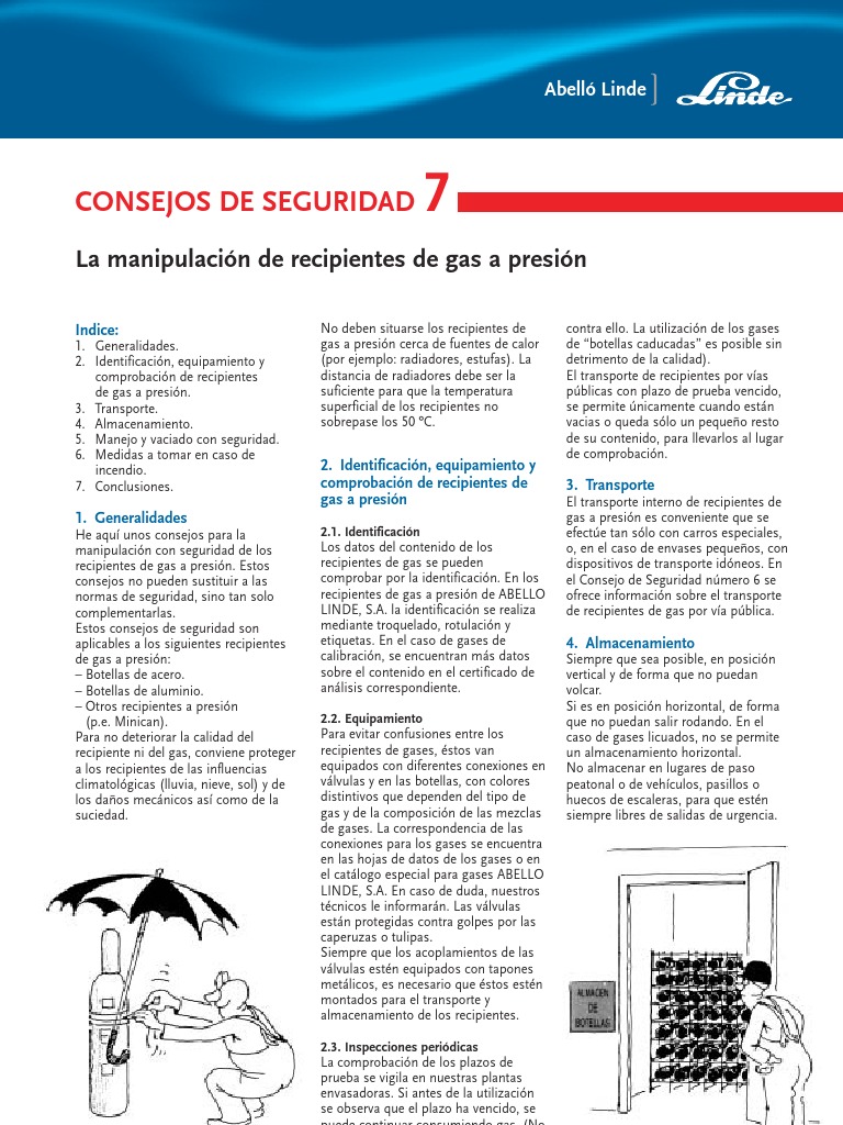 Manejo de Cilindros LINDE | PDF | Gases | Presión