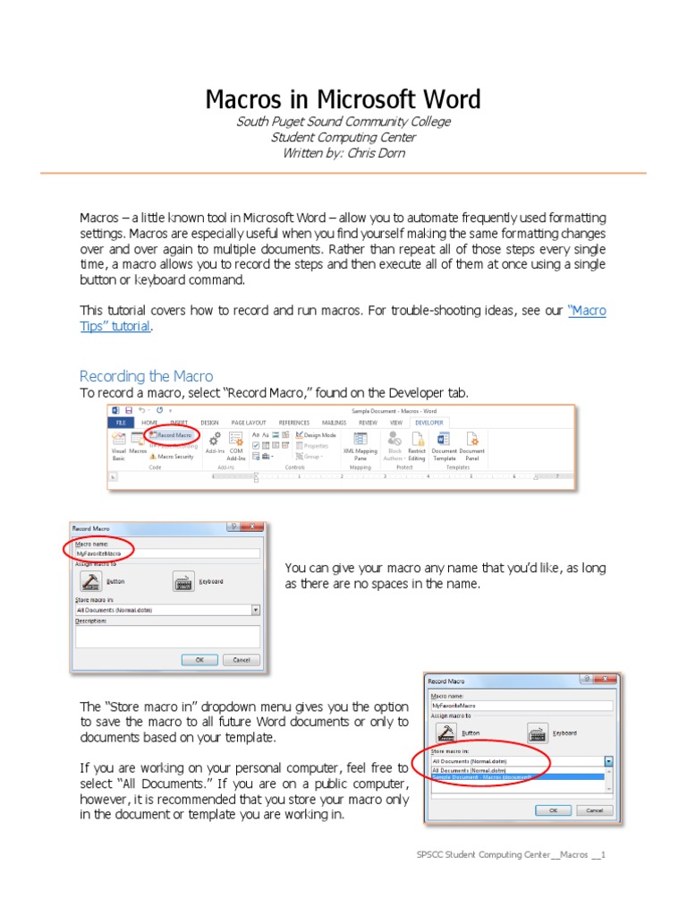 Macros in Microsoft Word: Recording The Macro | PDF | Keyboard Shortcut | Computer Keyboard
