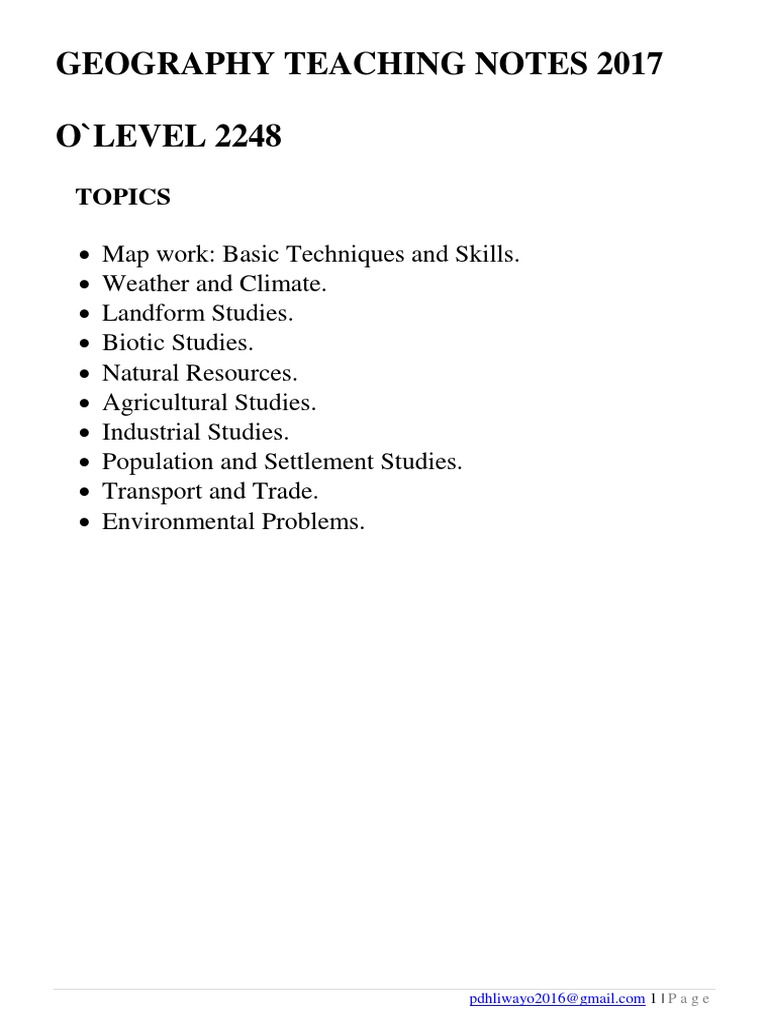 O' Level Geography O.G. 2017 | PDF | Plate Tectonics | Precipitation