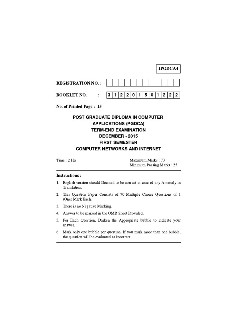 Pgdca 4 - Computer Networks and Internet | PDF
