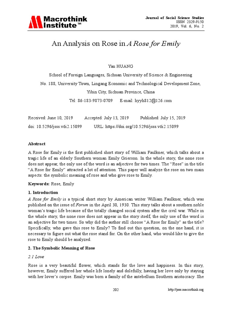 An Analysis On Rose in A Rose For Emily | PDF