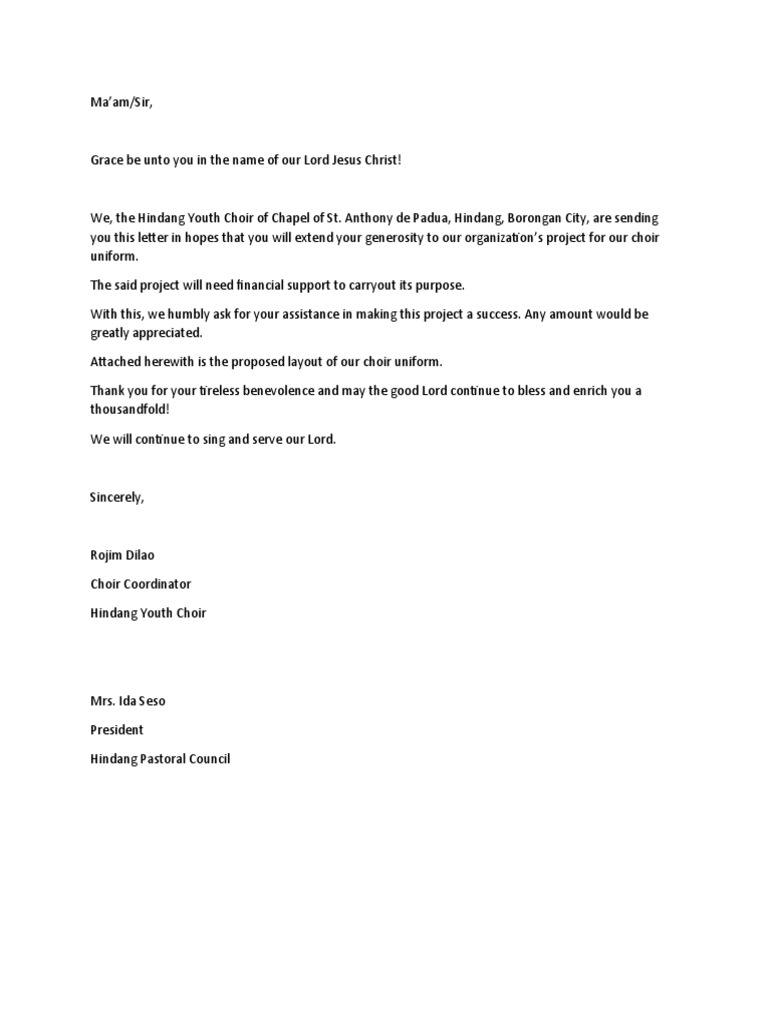 Solicitation Letter Choir Uniform | PDF