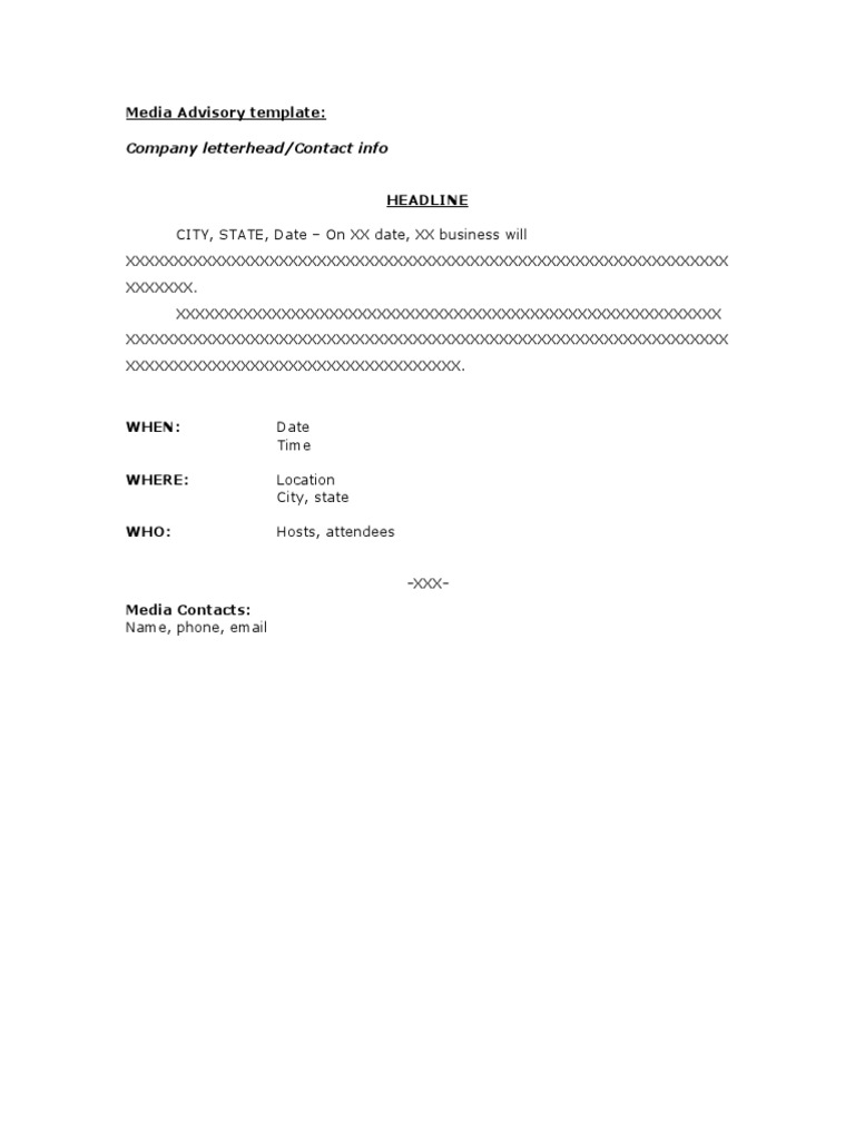 Media Advisory Template | PDF