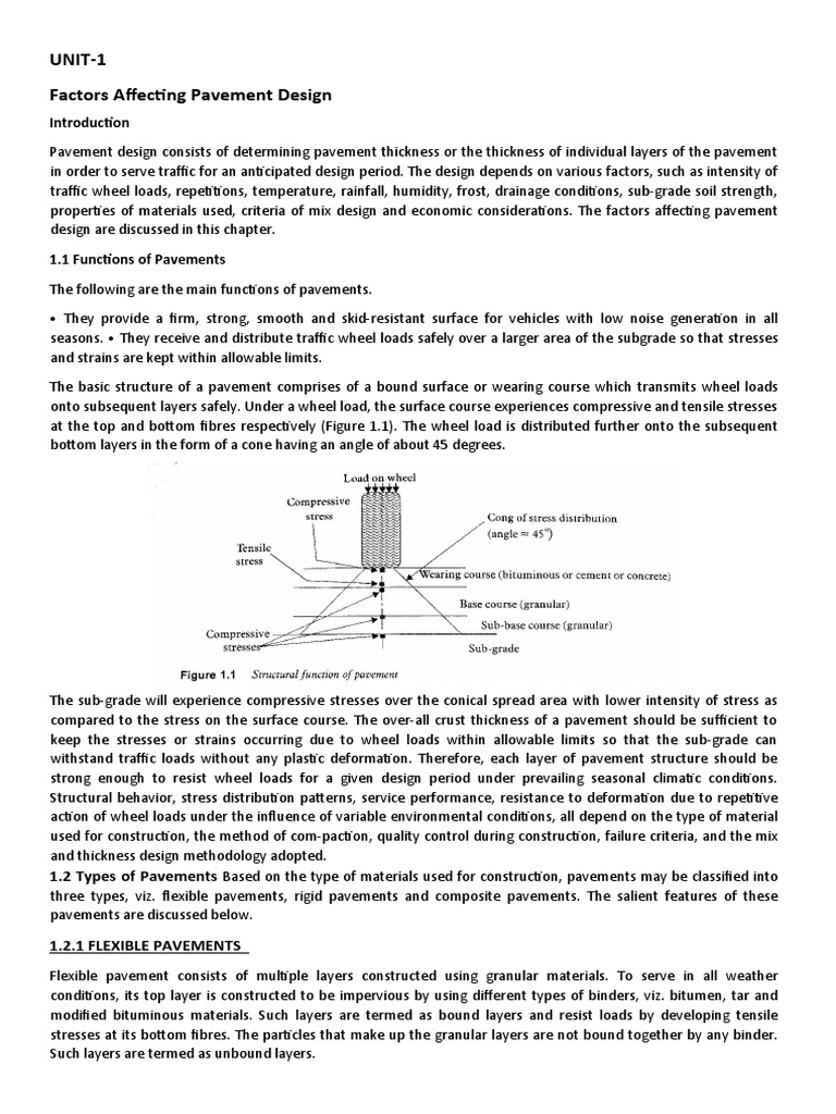 UNIT-1 Factors Affecting Pavement Design: 1.2 Types of Pavements | PDF ...