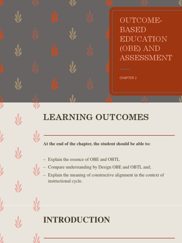 Chapter 2 - OUTCOME - BASED EDUCATION (OBE) AND ASSESSMENT | PDF ...