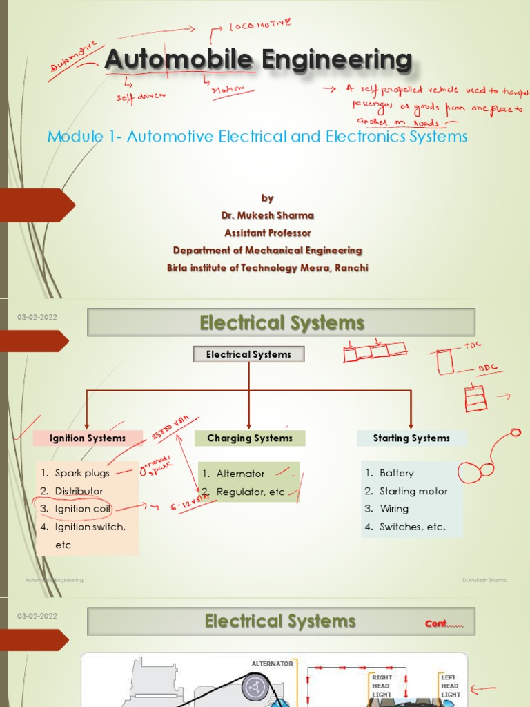Module 1 - Automotive Electrical and Electronics Systems | PDF | Ignition System | Distributor
