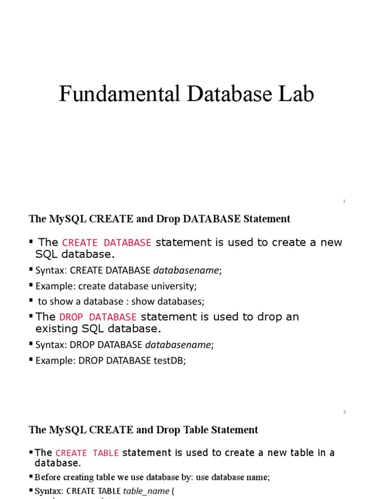 Fundamental Database Lab1 | PDF | Database Index | Table (Database)
