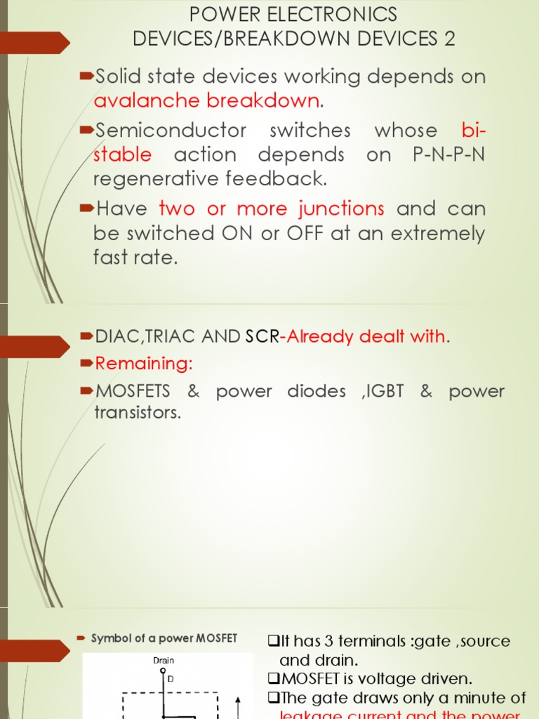 Overview of Power Electronics Devices | PDF | Field Effect Transistor ...