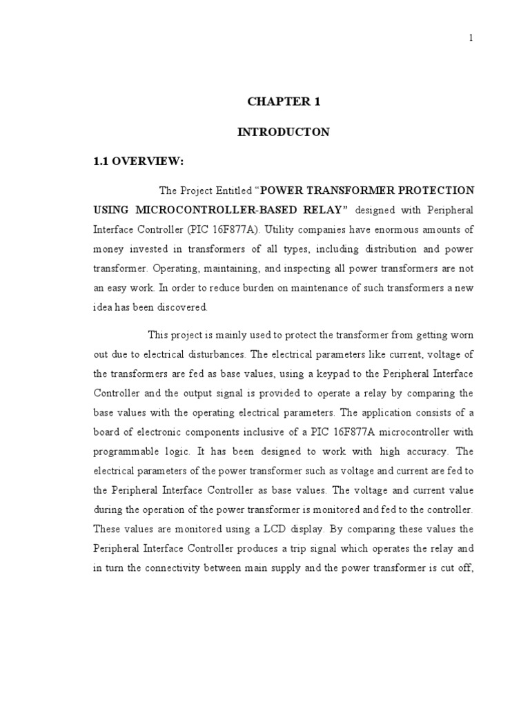 Power Transformer Protection Using Microcontroller Based Relay Pdf Microcontroller