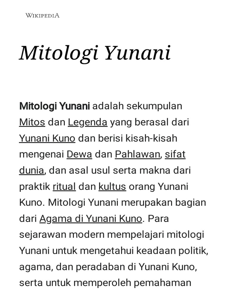 Mitologi Yunani: Dewa dan Pahlawan | PDF
