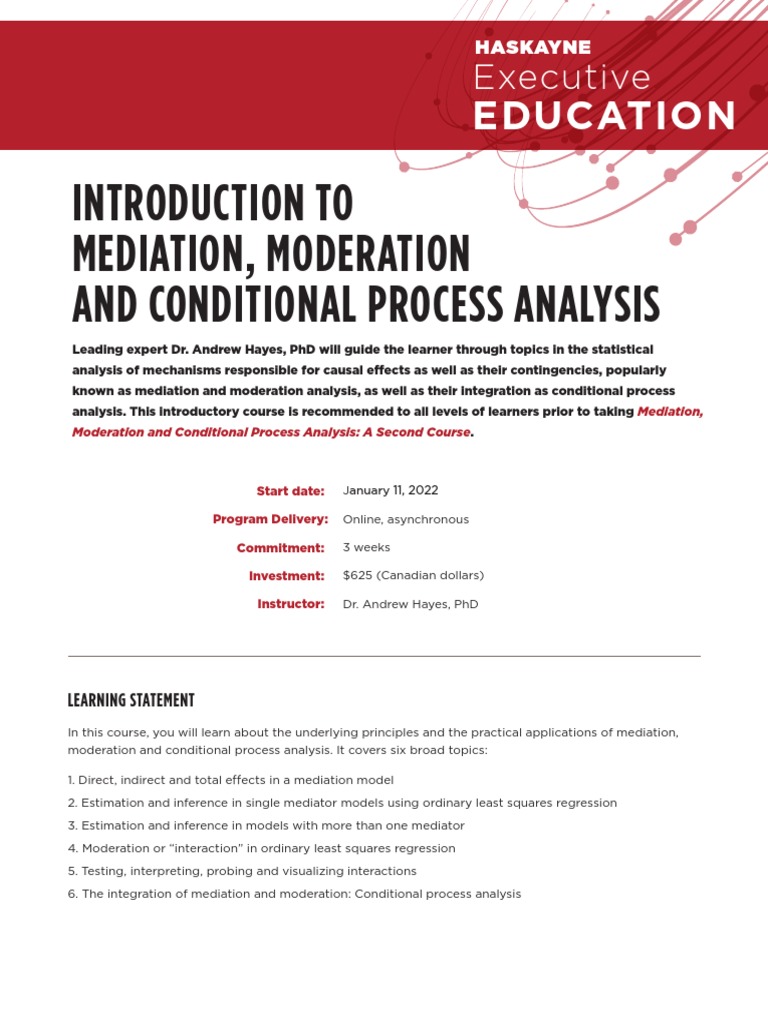 Introduction To Mediation, Moderation and Conditional Process Analysis | PDF | Statistics | Sas ...