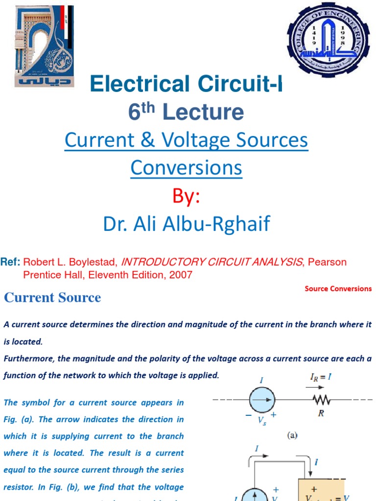Current Voltage Sources Conversions Pdf Series And Parallel