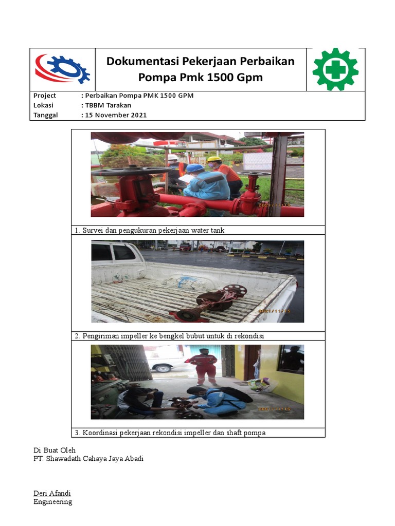 Perbaikan Pompa PMK 1500 GPM | PDF