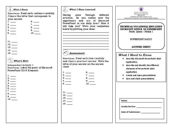 1 Answer Sheet Module 1 | PDF | Microsoft Power Point | Software ...